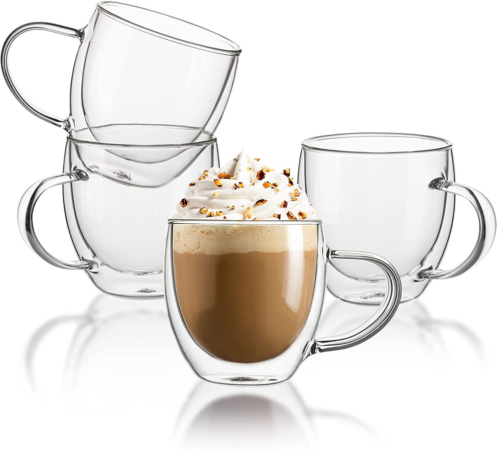 Large Double Wall Borosilicate Glass Coffee Mugs with Handle – GOOD ...